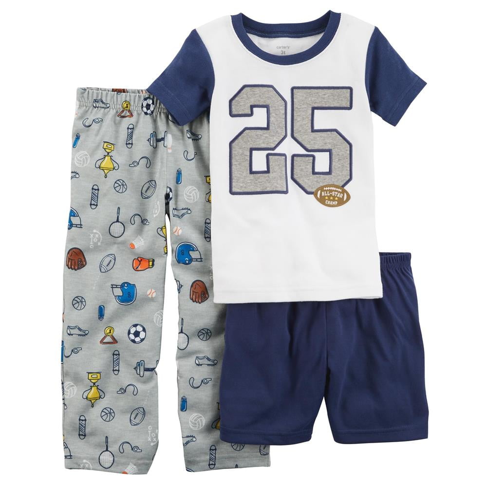 Carters Boys 4-7 3 Piece Sports Pajama Set (Blue 4) - Walmart.com