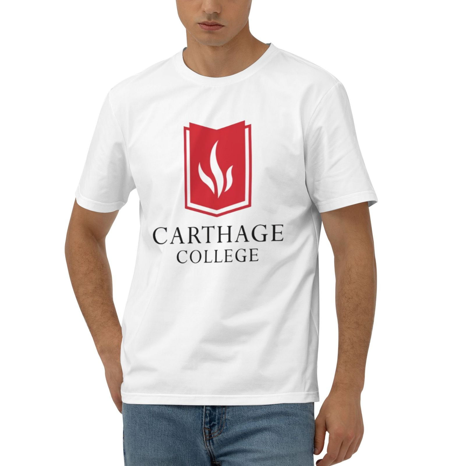 Carthage Aa College Logo Men'S 170g Combed Cotton Short Sleeve T-Shirt ...