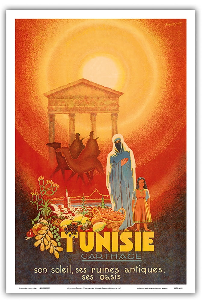 Carthage Tunisie (Tunisia) - It’s Sun It’s Ancient Ruins It’s Oasis - Vintage Travel Poster by ...