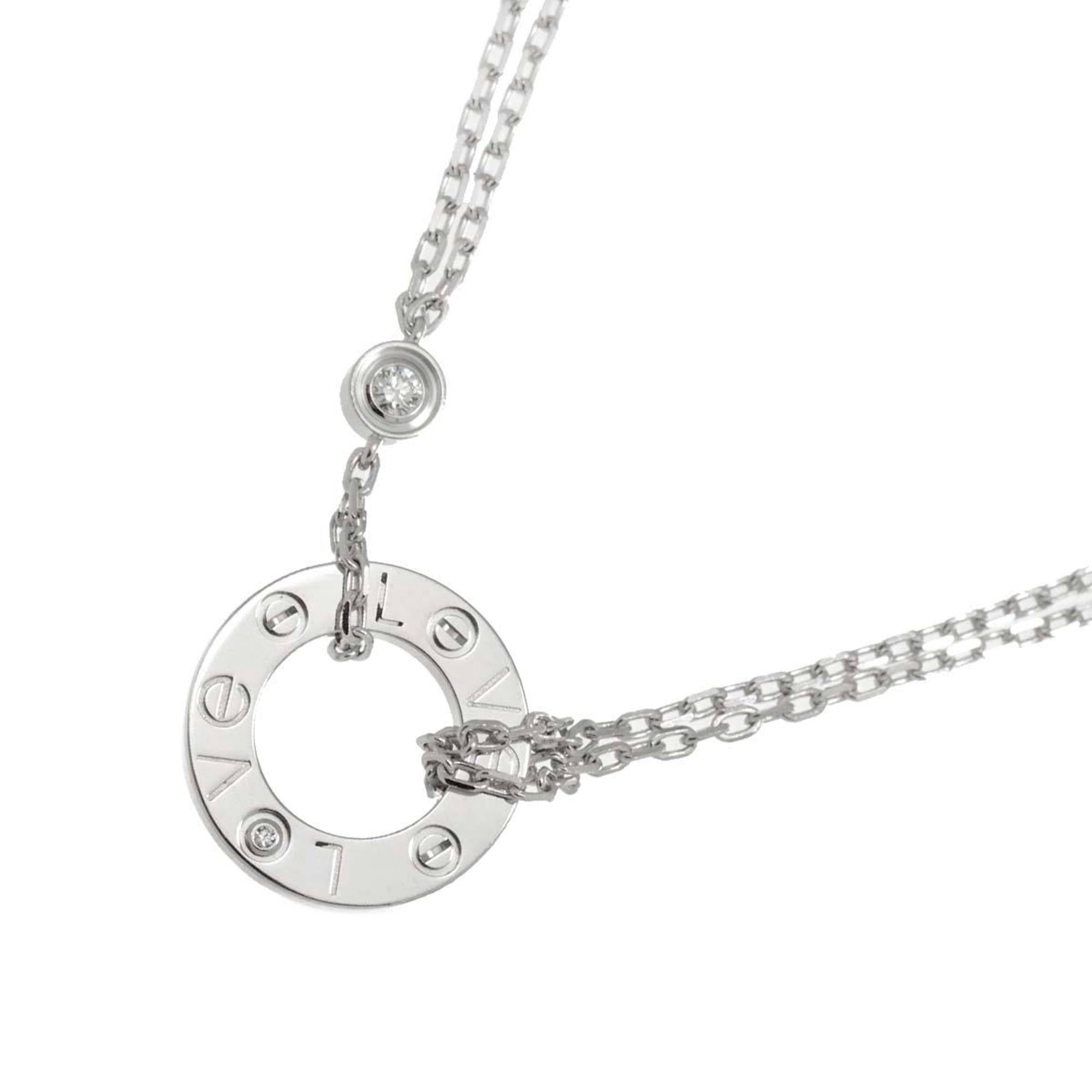 Pre-Owned Cartier Love Diamond Necklace 41cm K18 WG White Gold 750 ...