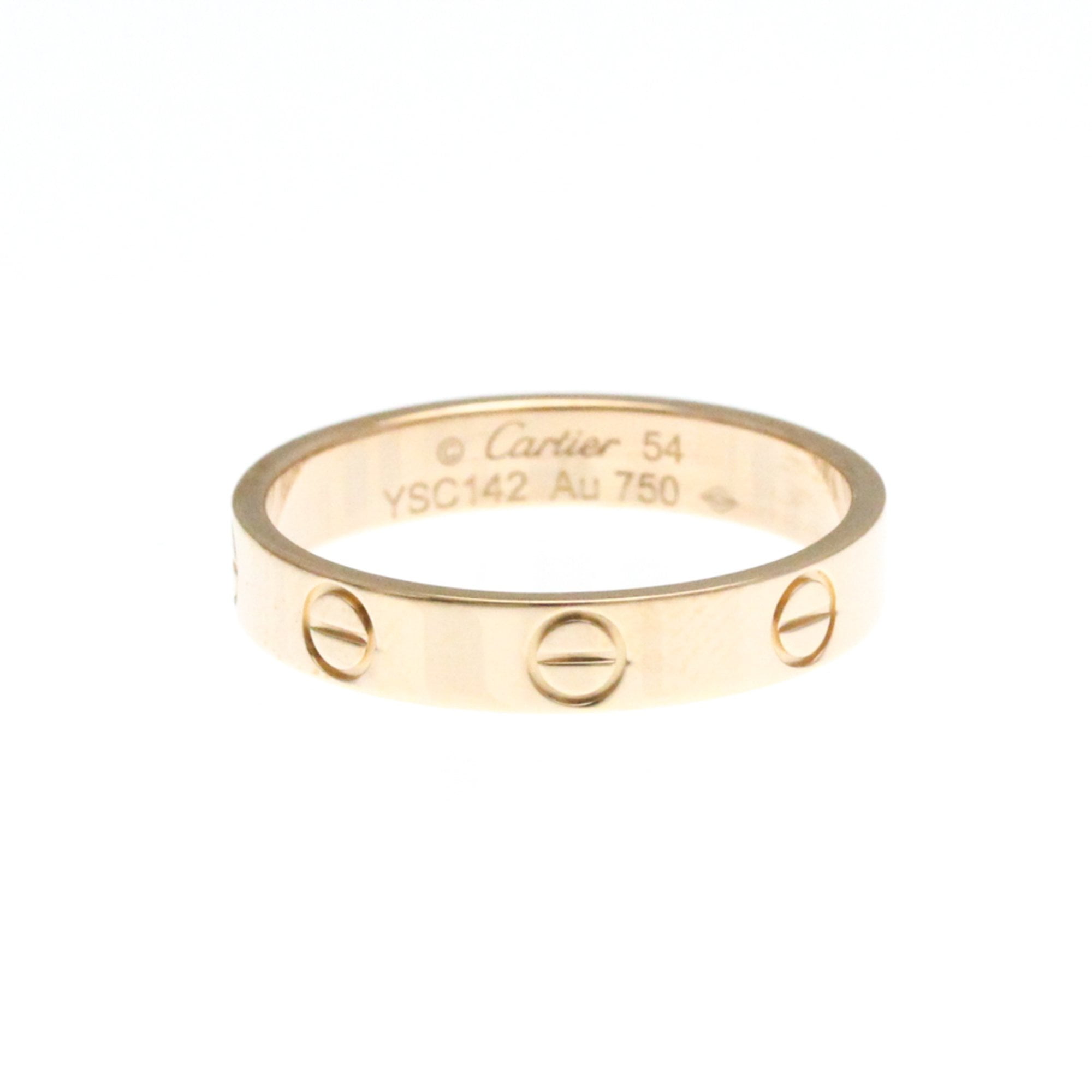 Pre-Owned Cartier Mini Love Ring Fashion No Stone Band Ring Pink Gold ...