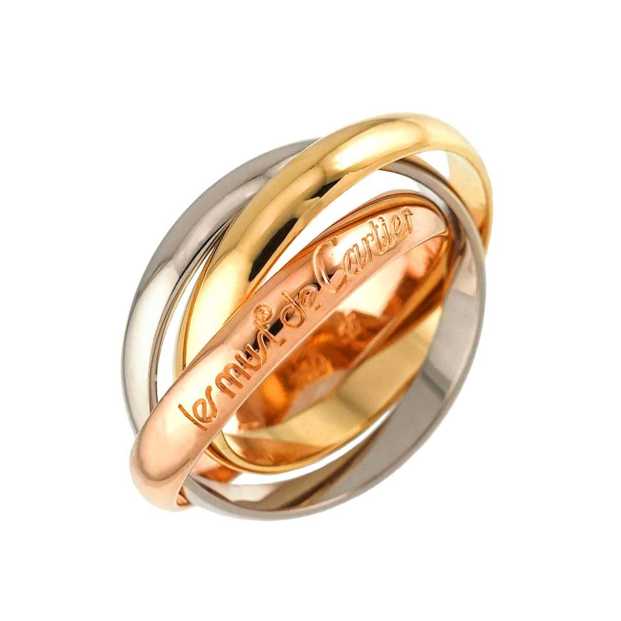 Pre-Owned Cartier Trinity MM #56 Ring K18 YG WG PG 3-row Three-gold ...