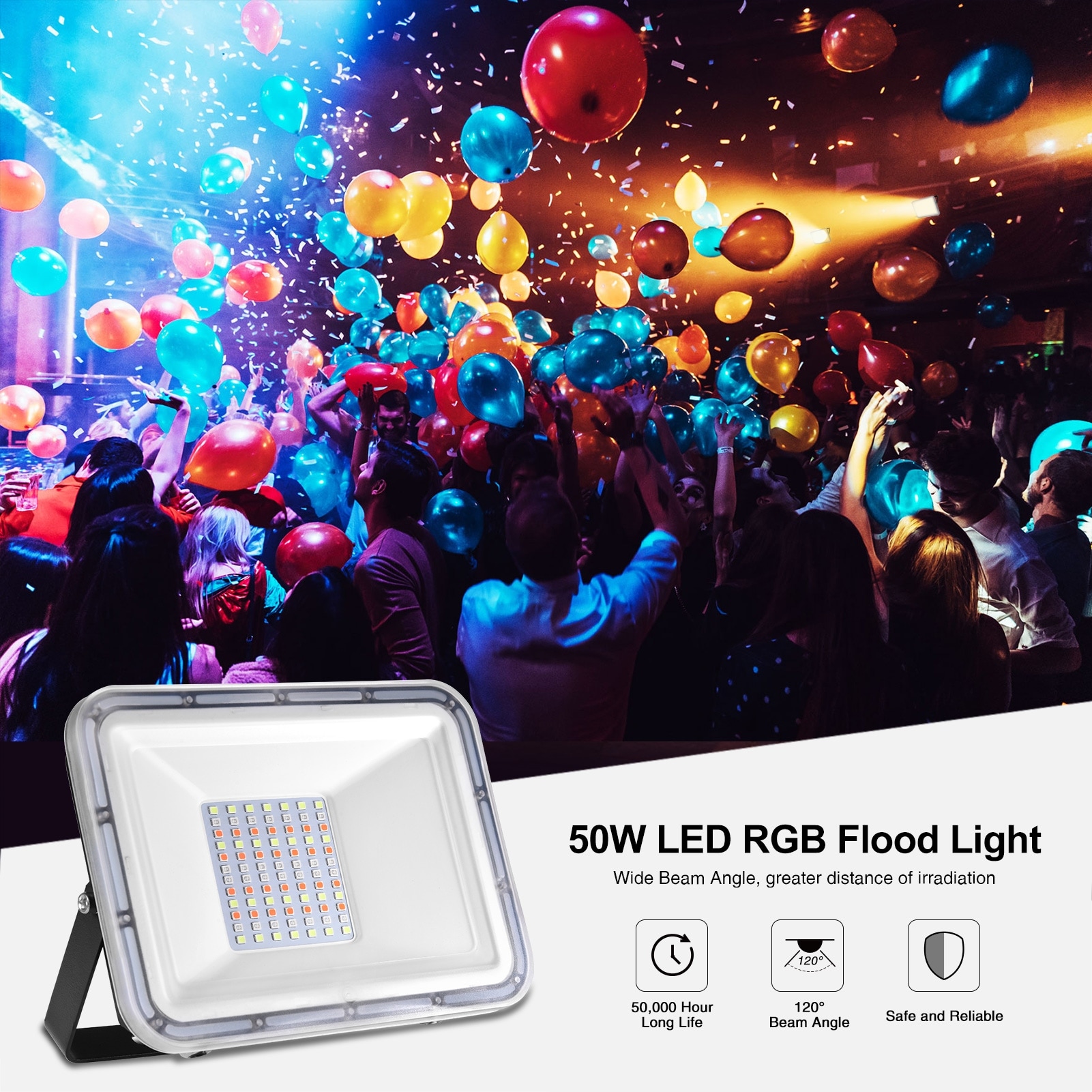 Cartisan Design RGB LED Flood Lights, 30W/50W/100W Color Changing ...