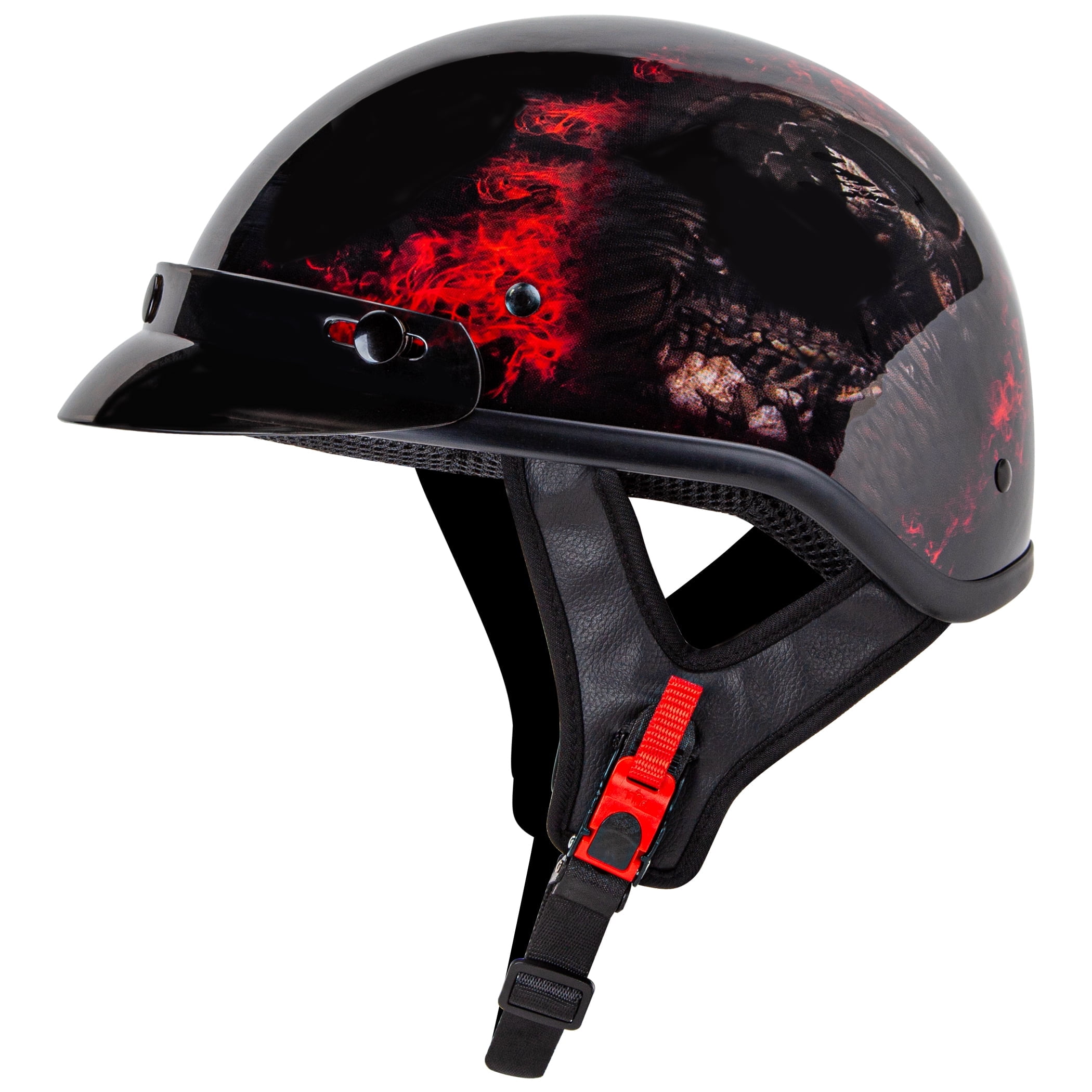 Cartman Cruiser Scooter Motorcycle Half Face Helmet, Red Skull USA ...
