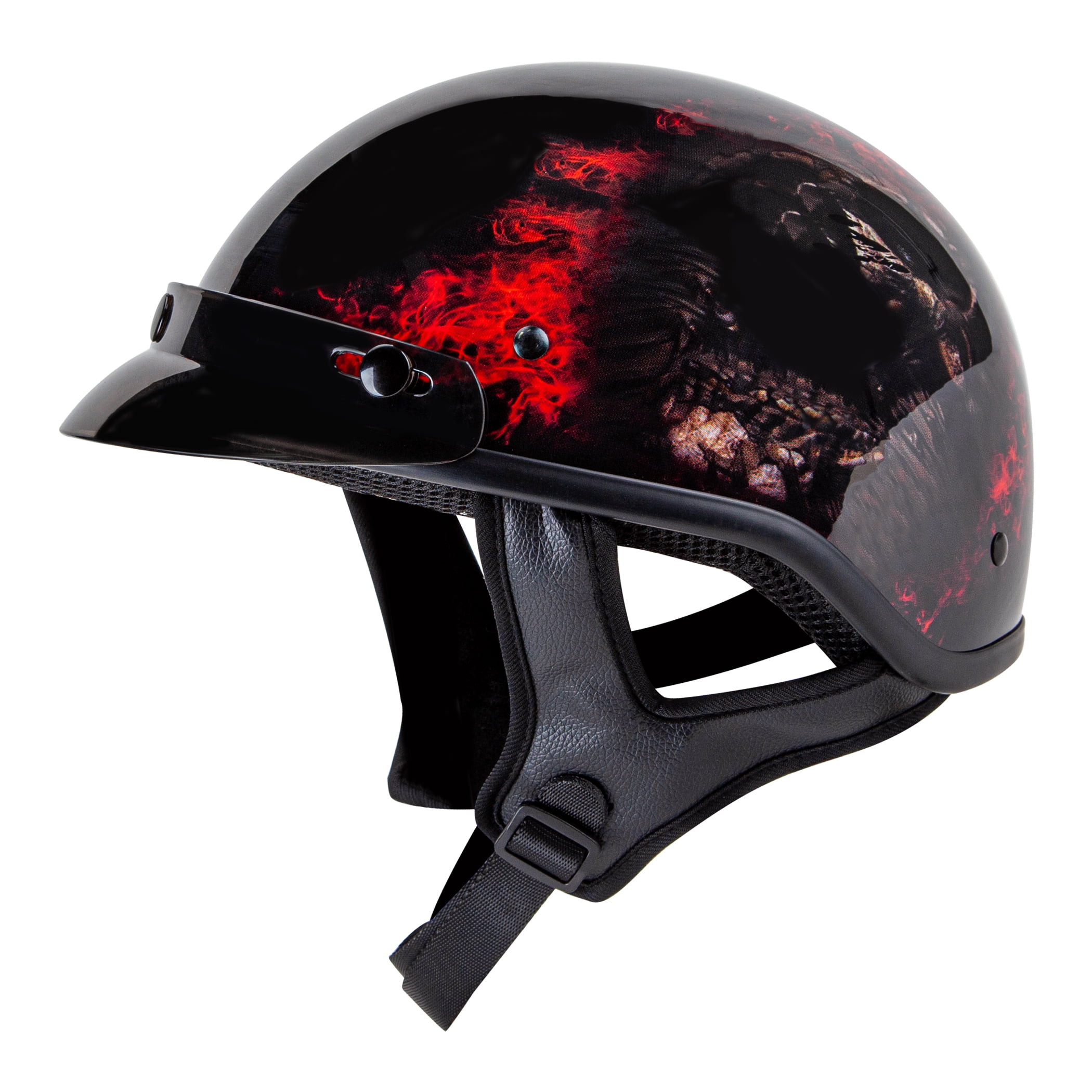 Cartman Cruiser Scooter Motorcycle Half Face Helmet, Red Skull USA ...