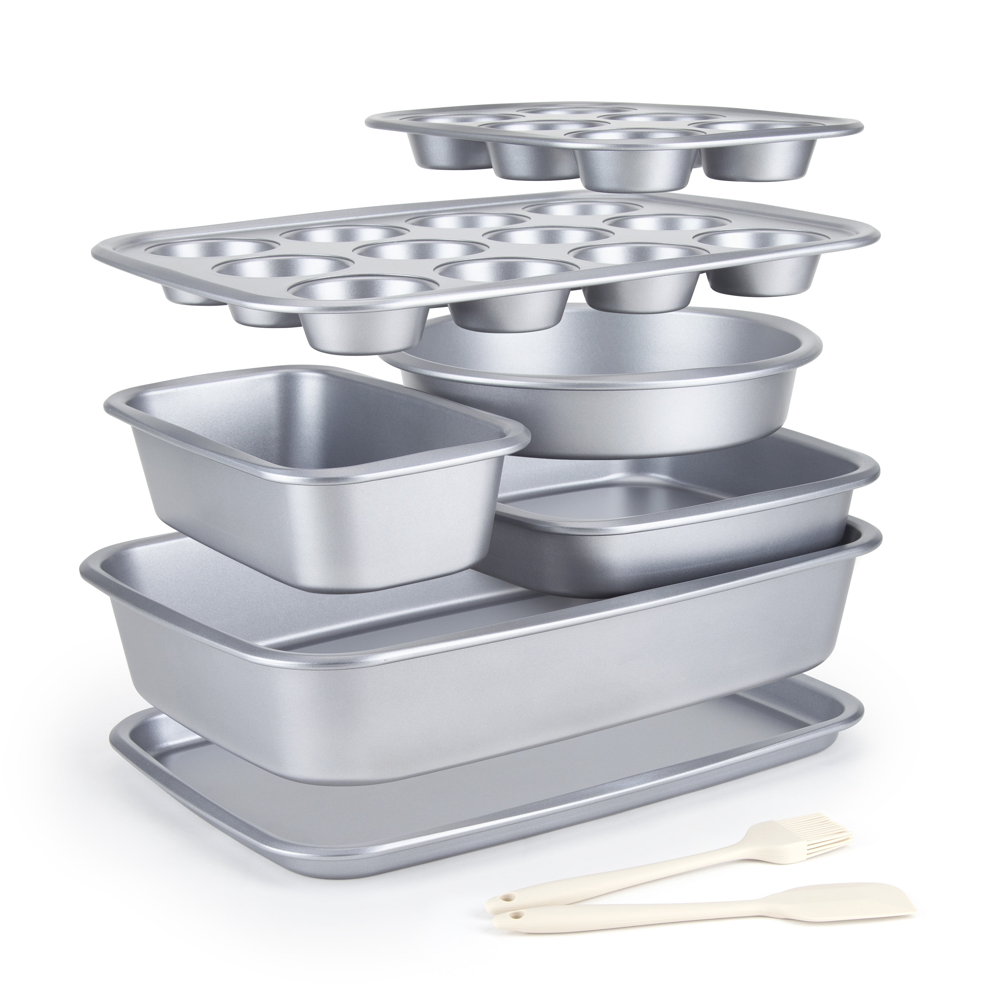 Cartman Nonstick Grey Bakeware Set 9-pieces with Round/Square Cake Pan ...