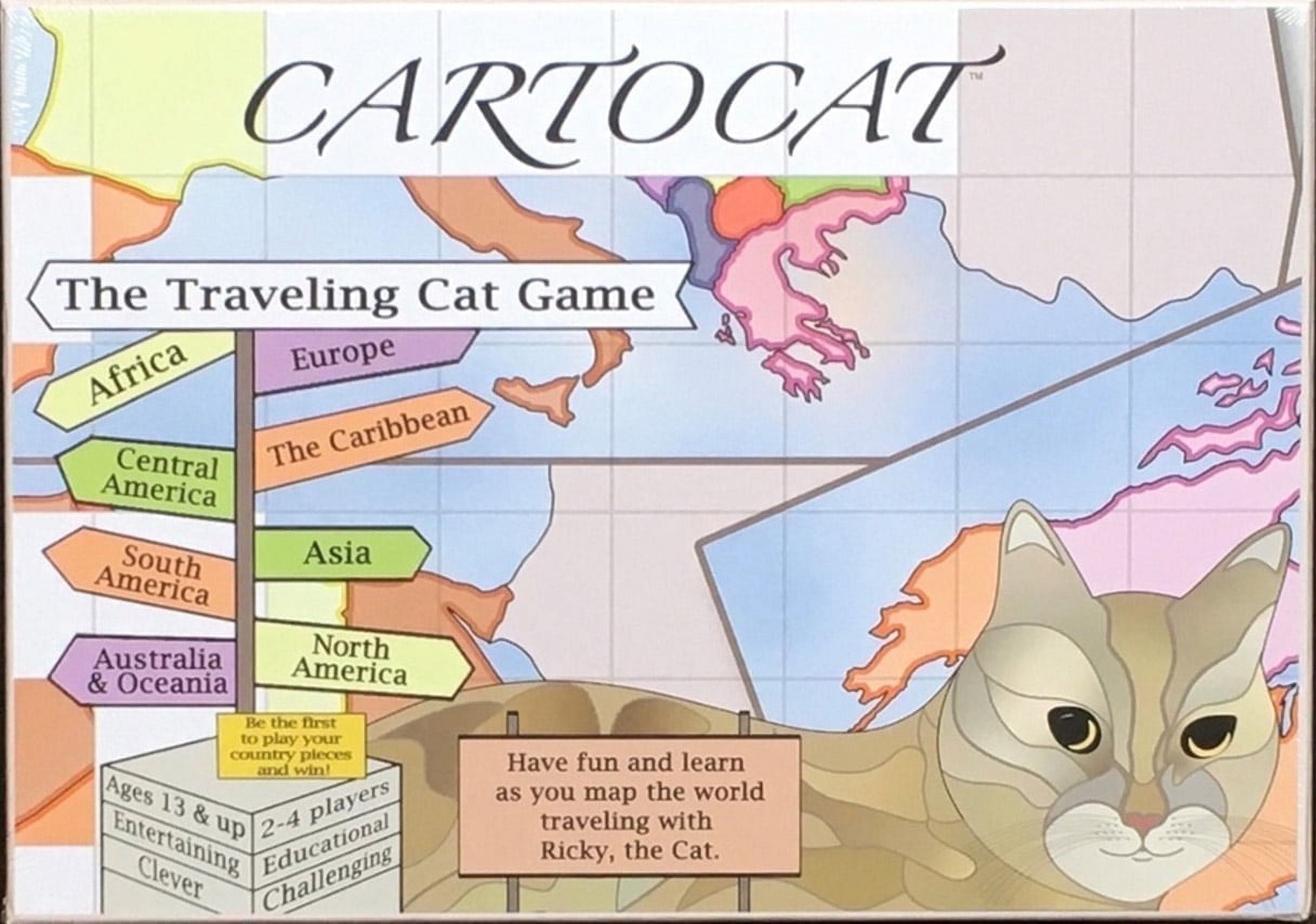 Cartocat The Traveling Cat Game World Map Puzzle Board Game, 108 Pieces ...