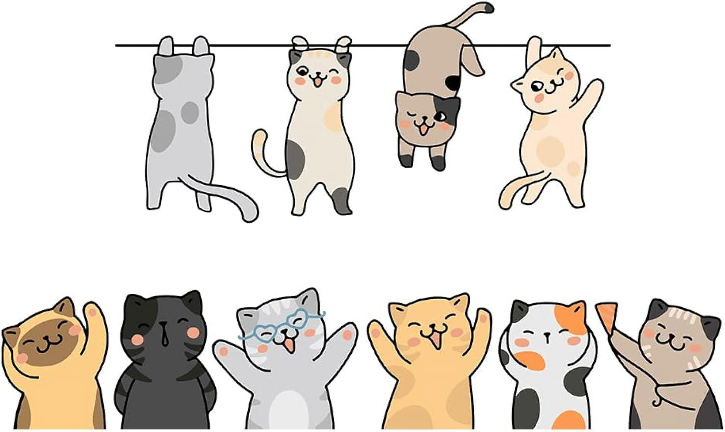 Carton Cat Wall Decor Pet Cats Wall Decal Peel and Stick Sleeping Cat ...