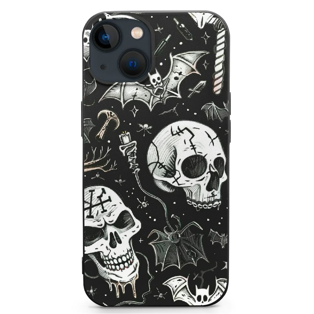 Carton Halloween Skull Star Pattern Phone Case, Cute Spooky Goth Boys ...