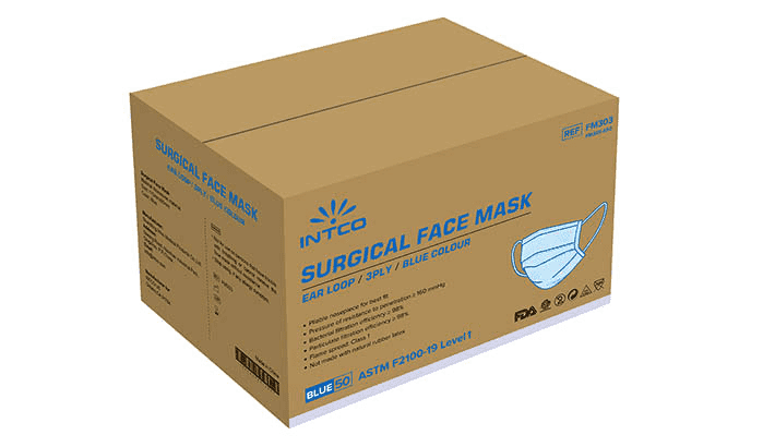 (Carton) INTCO Blue Face Mask - 40 Packs (50 Pieces/Pack) - Walmart.com