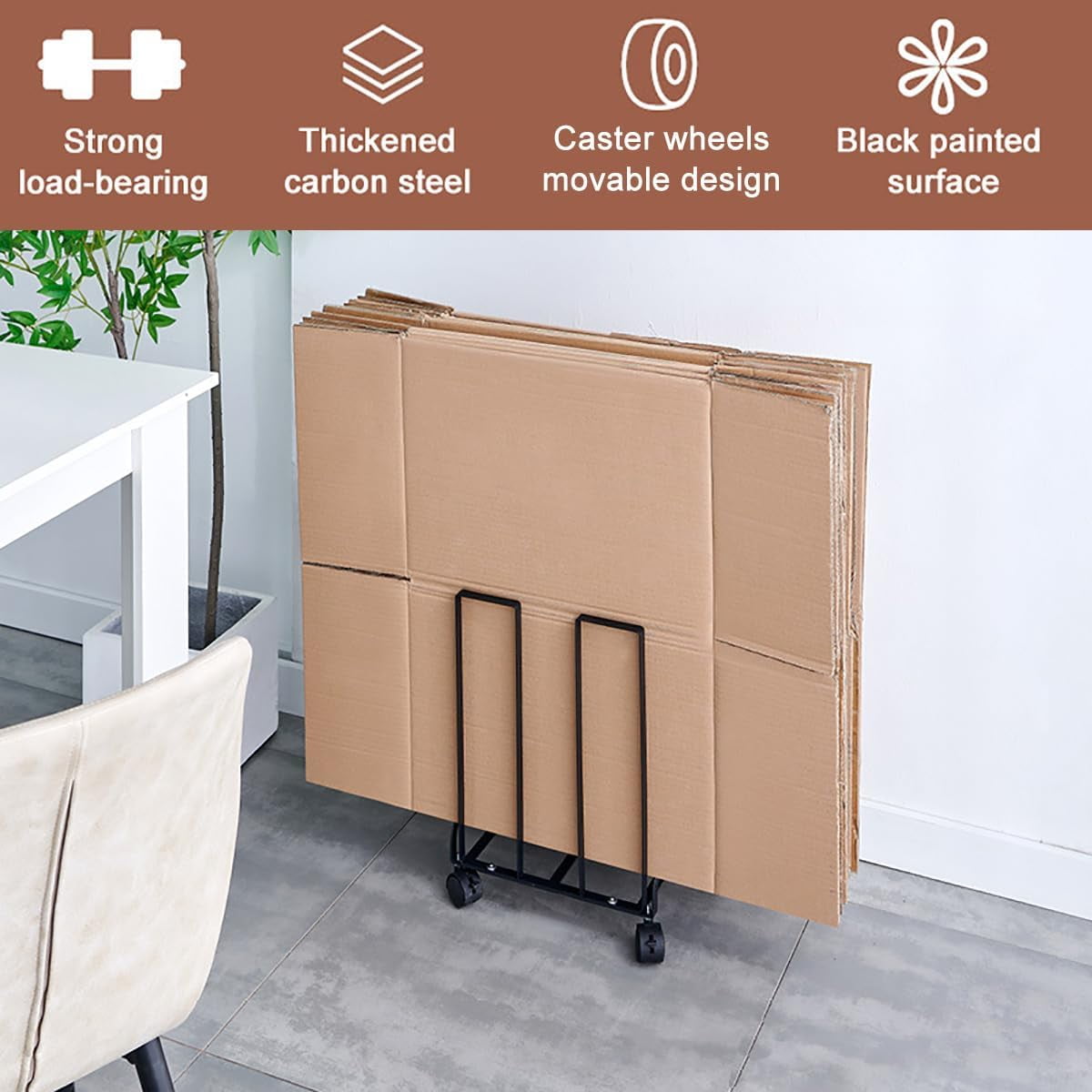 Carton Storage Rack Cart, Portable Carton Stand with Wheels, Carbon ...