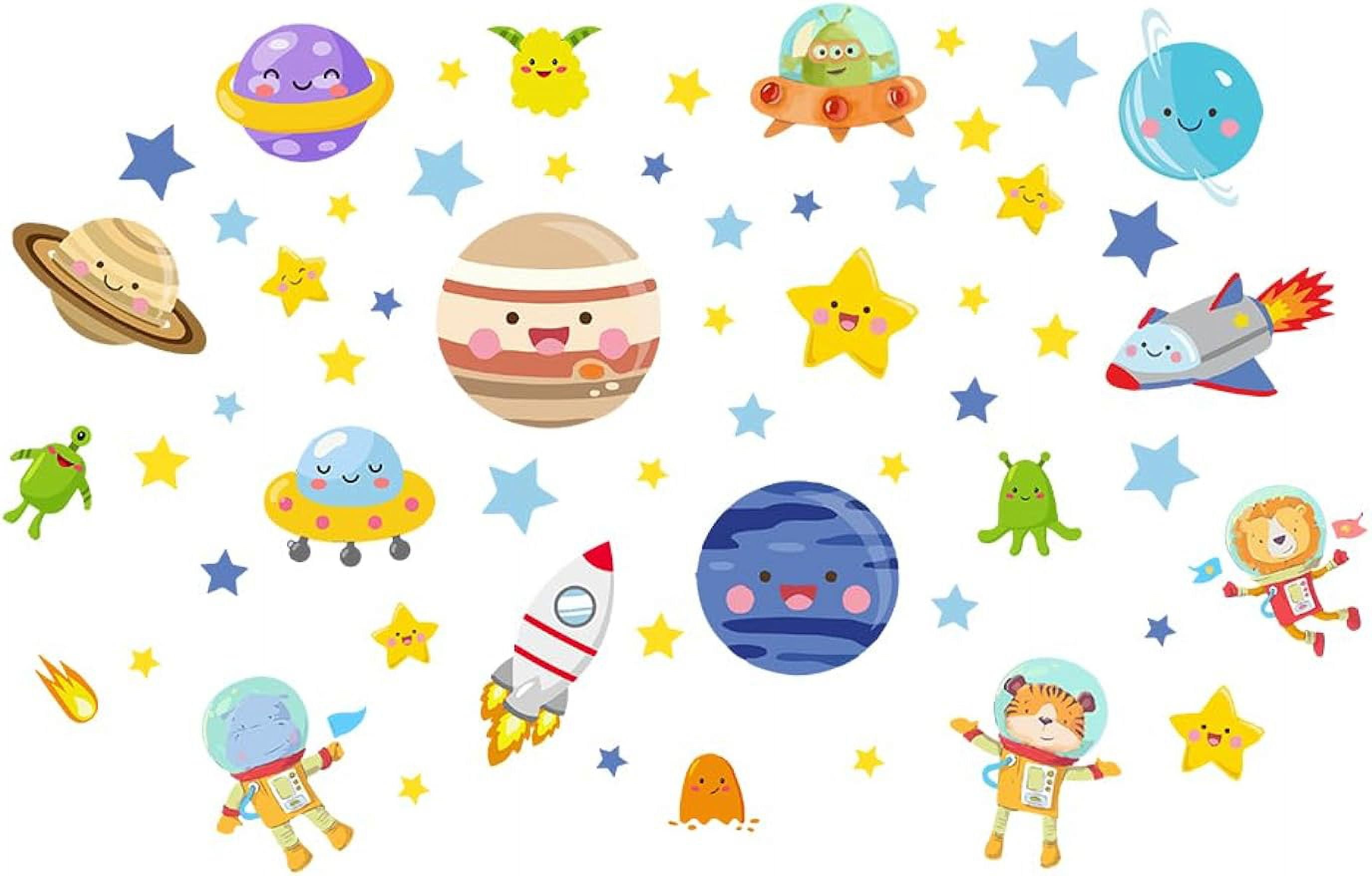 Carton Universe Wall Decals Planets Astronaut Stars Wall Stickers ...