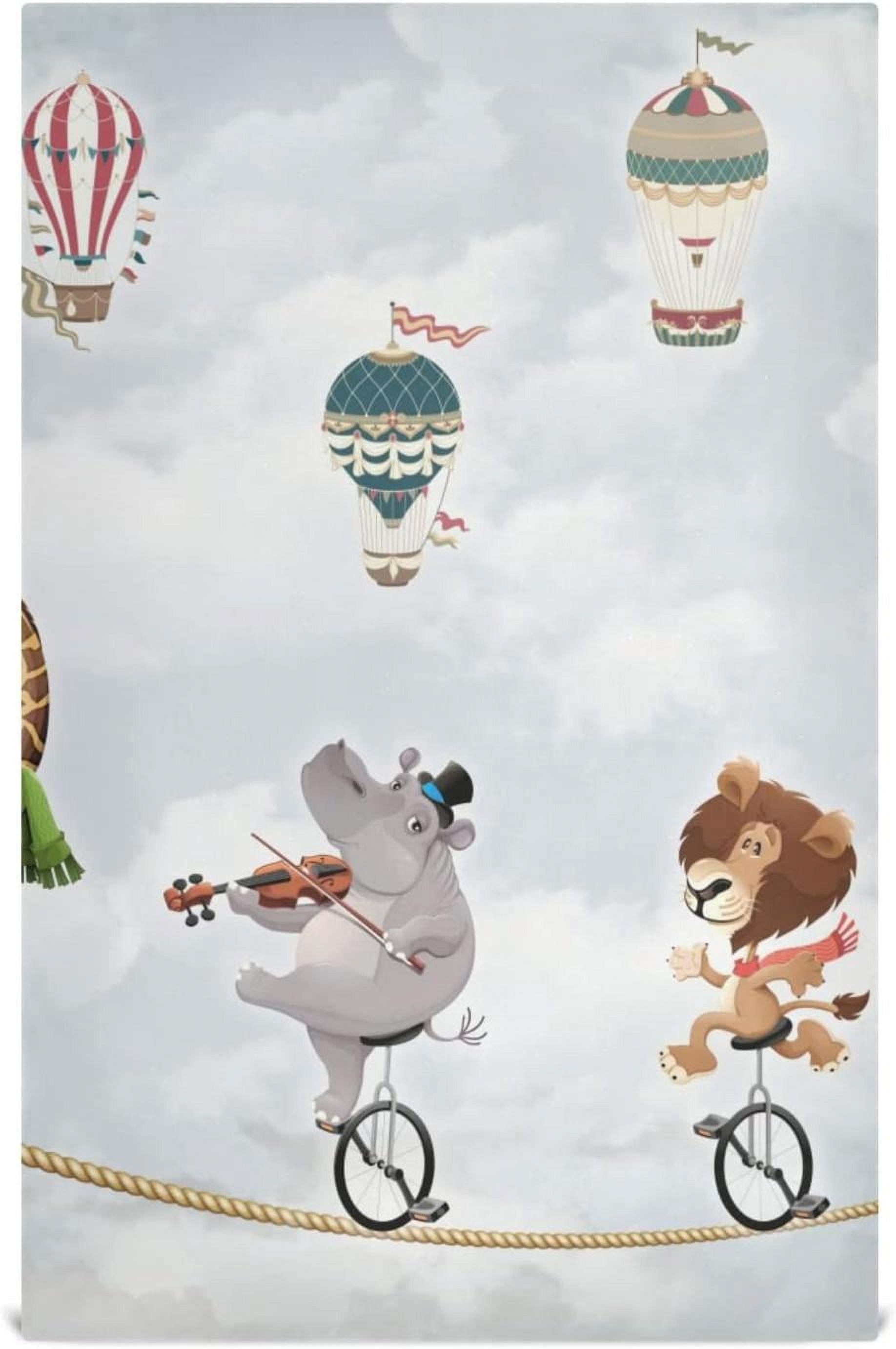 Cartonn Animals Balloon Kitchen Dish Towels Set of 1, Ride on A ...