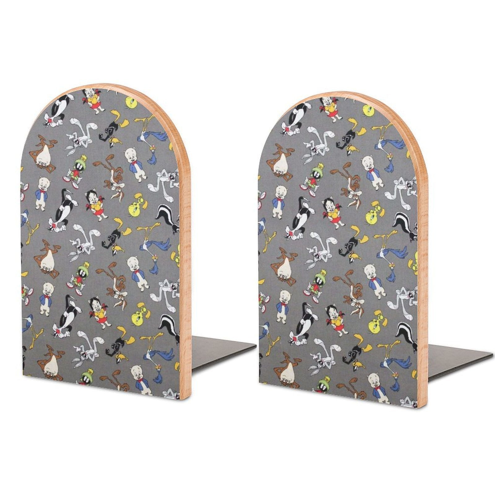Cartonn Looney Tunes Bookends Wood Book Divider Decor Shelves Non-Skid ...