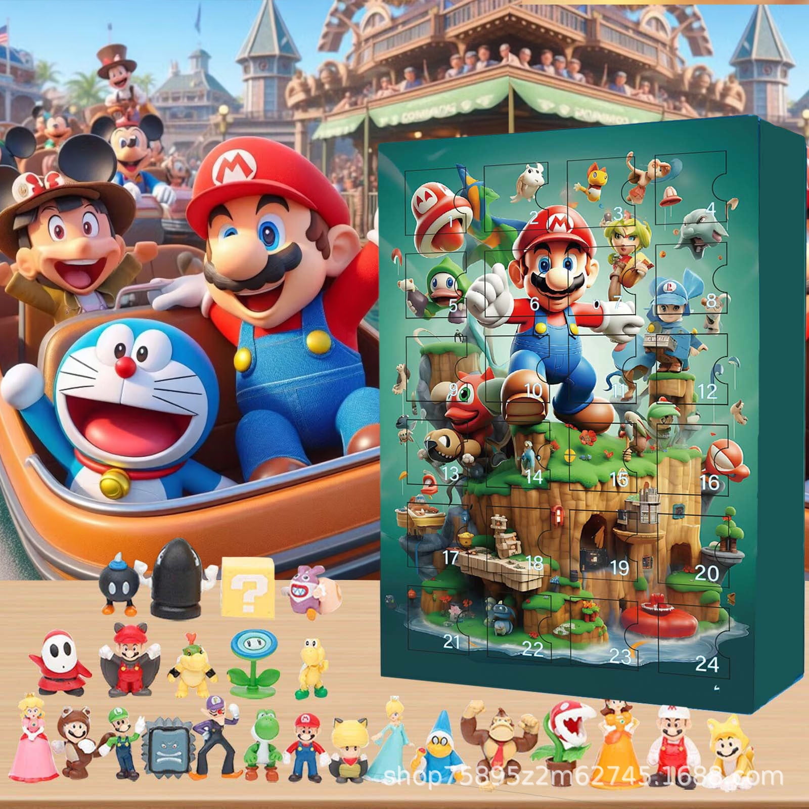 Cartoon 24-Day Christmas Advent Calendar Holiday Countdown Toy PVC ...