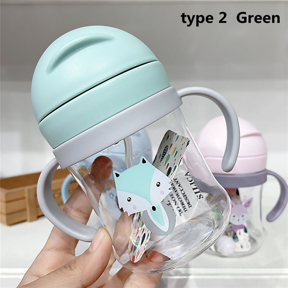 Cartoon 250ML Toddler and Kids Handle Feeding Cup Sippy Cups with Straw ...