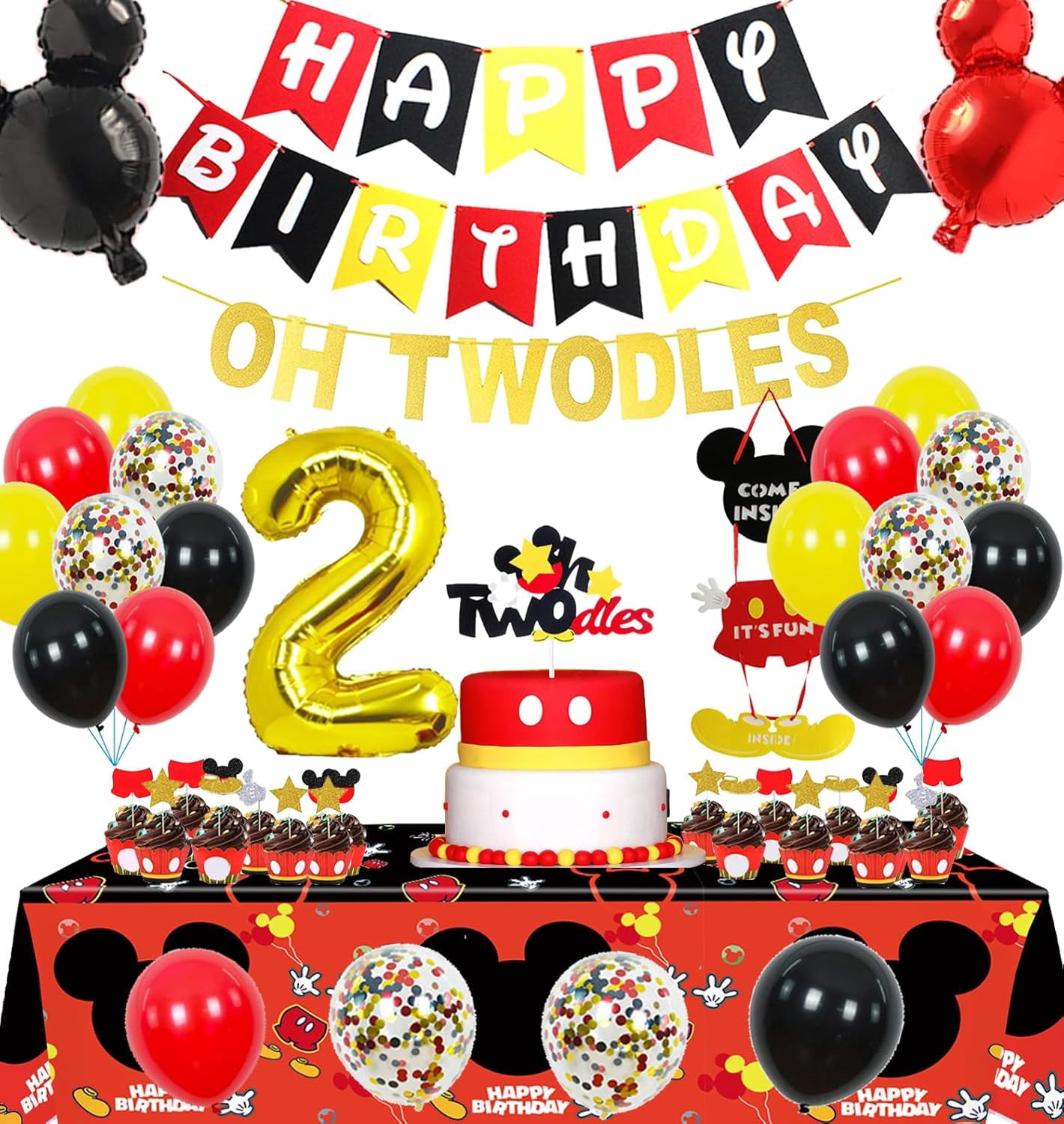 Cartoon 2nd Birthday Party Supplies Oh Twodles Theme Party Decorations ...