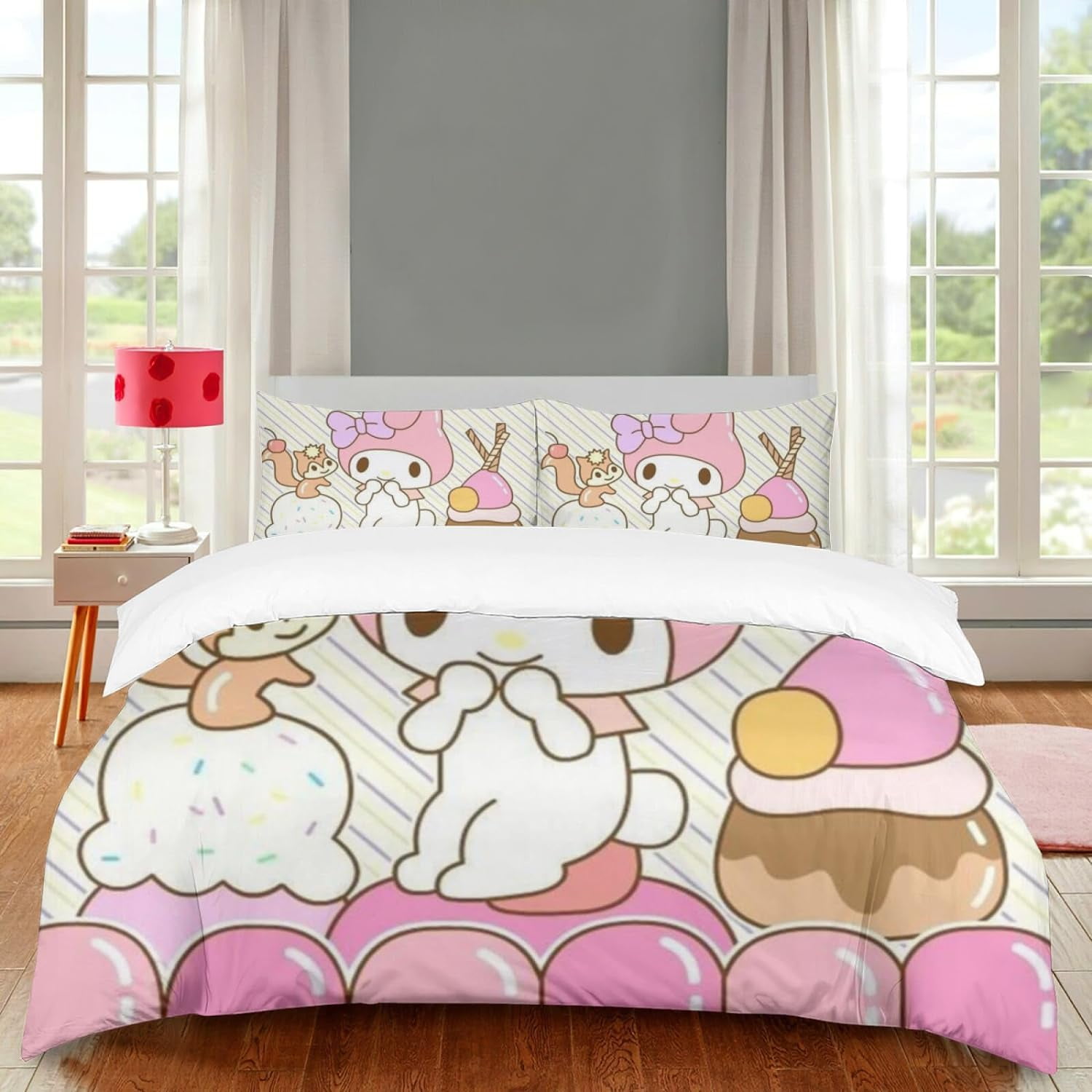Cartoon 3 Piece Bed Set Twin Anime Comforter Sets 80x60 in Fun Cute ...