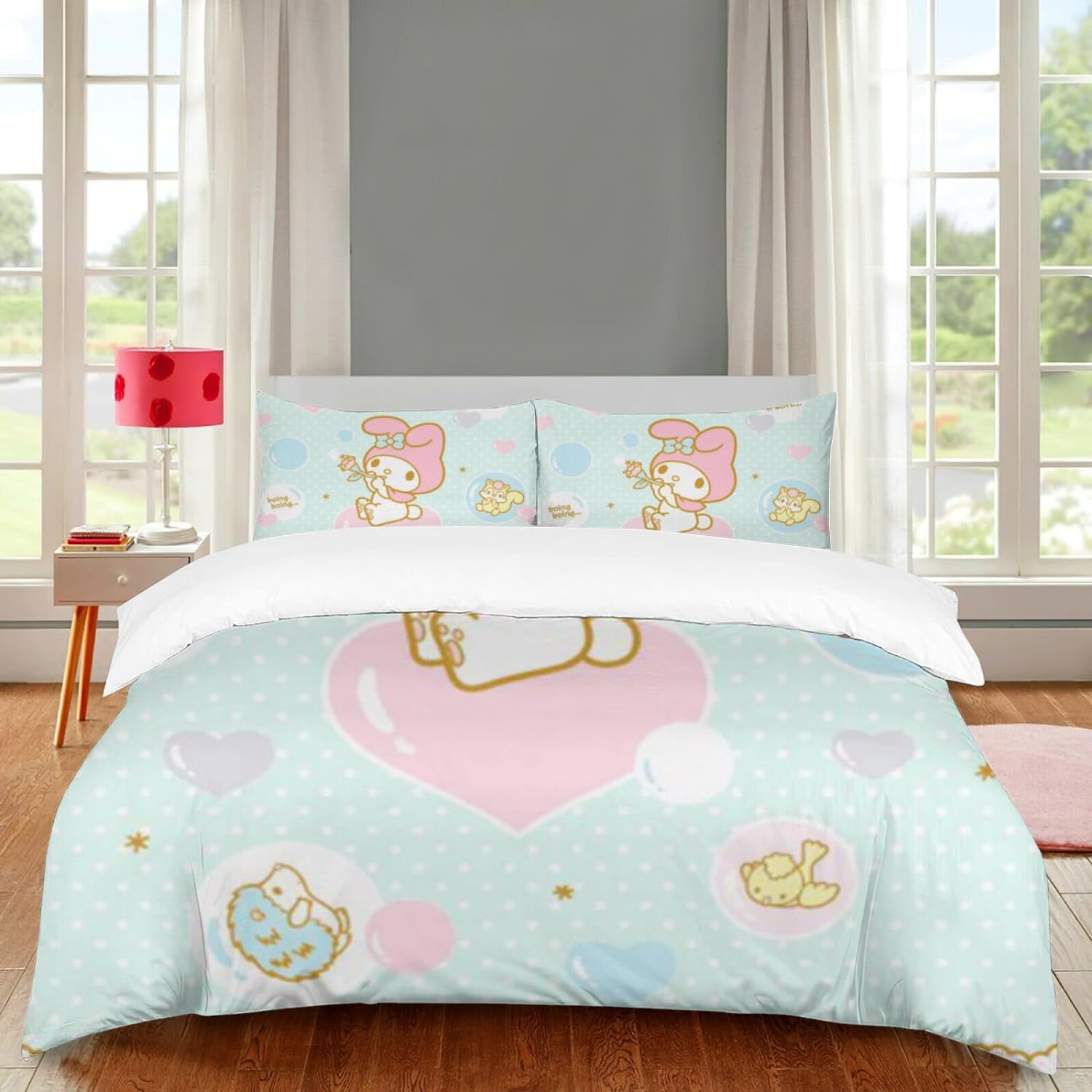 Cartoon 3 Piece Bedding Set Anime Character Comforter Set Cute Duvet ...
