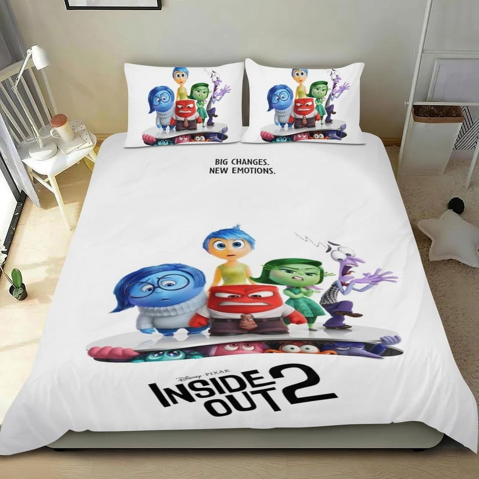 Cartoon 3 Piece Bedding Set Inside Out 2 Comforter Set Cute Duvet Cover ...