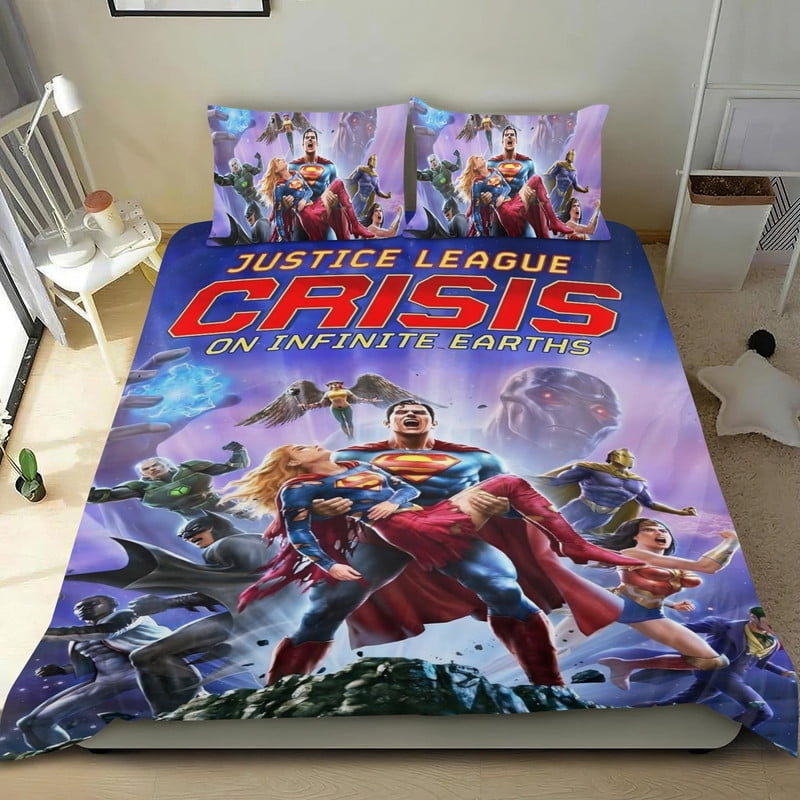 Cartoon 3 Piece Bedding Set Justice League Comforter Set Cute Duvet ...