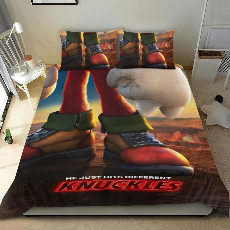 Cartoon 3 Piece Bedding Set Knuckles Comforter Set Cute Duvet Cover ...