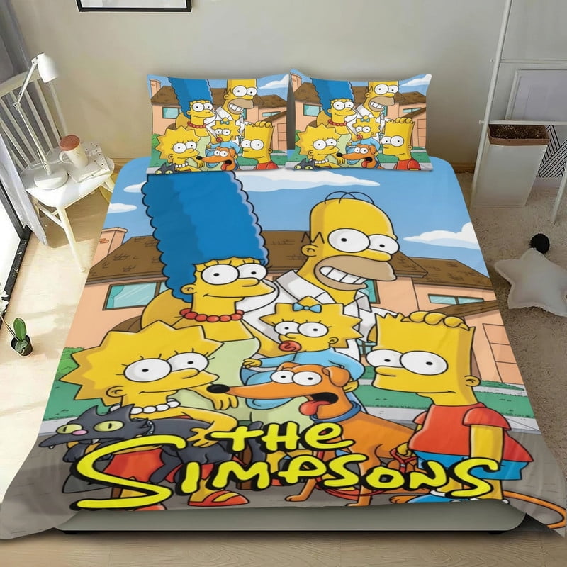 Cartoon 3 Piece Bedding Set The Simpsons Comforter Set Cute Duvet Cover ...