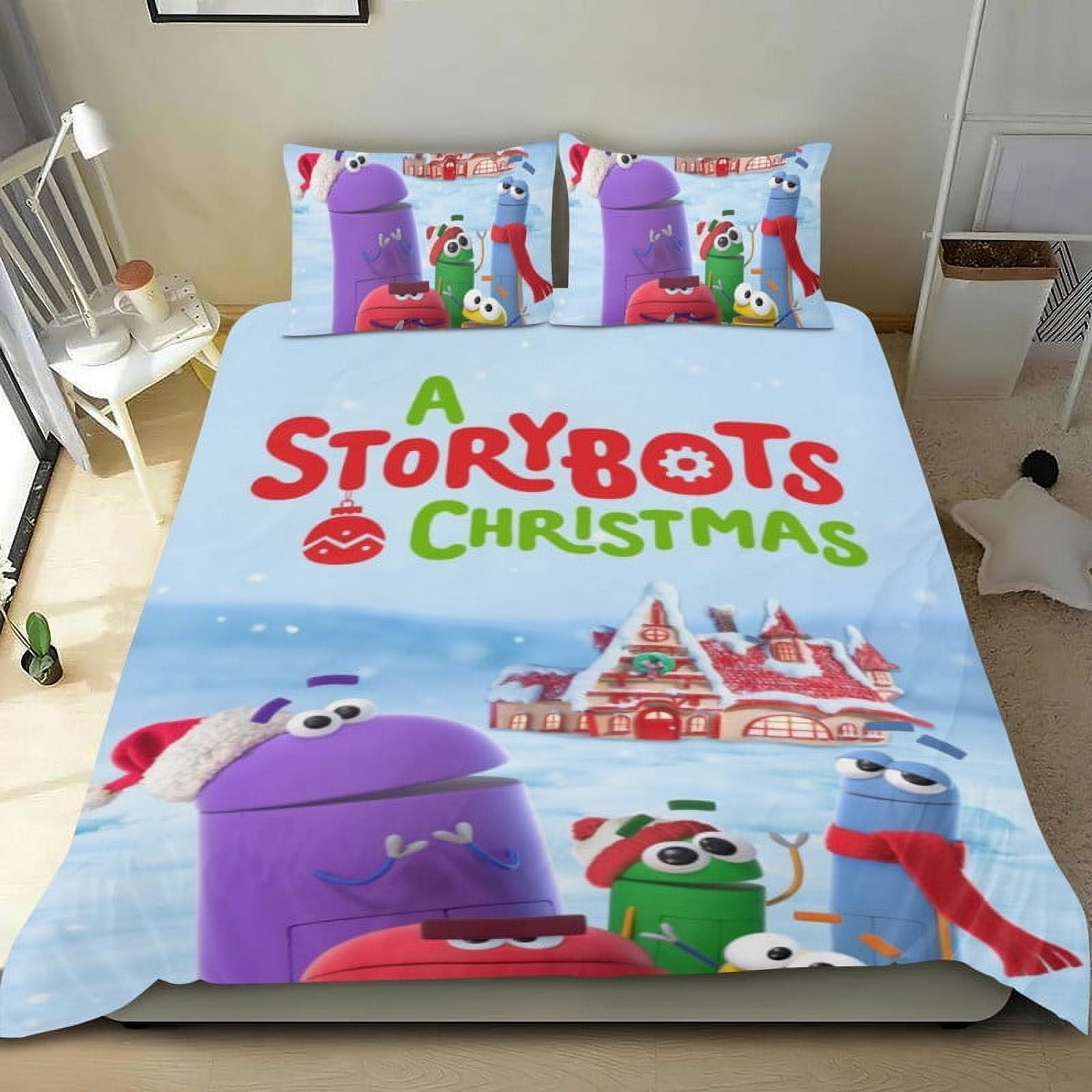 Cartoon 3 Piece Bedding Set A StoryBots Christmas Movie Comforter Set ...