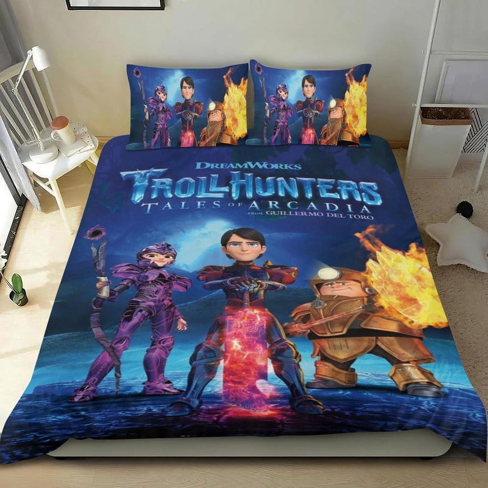 Cartoon 3 Piece Bedding Set Trollhunters: Tales of Arcadia Comforter ...