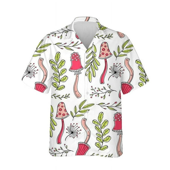 Cartoon 3D Printed Mushroom Floral Hawaiian Shirt Men Summer Streetwear ...