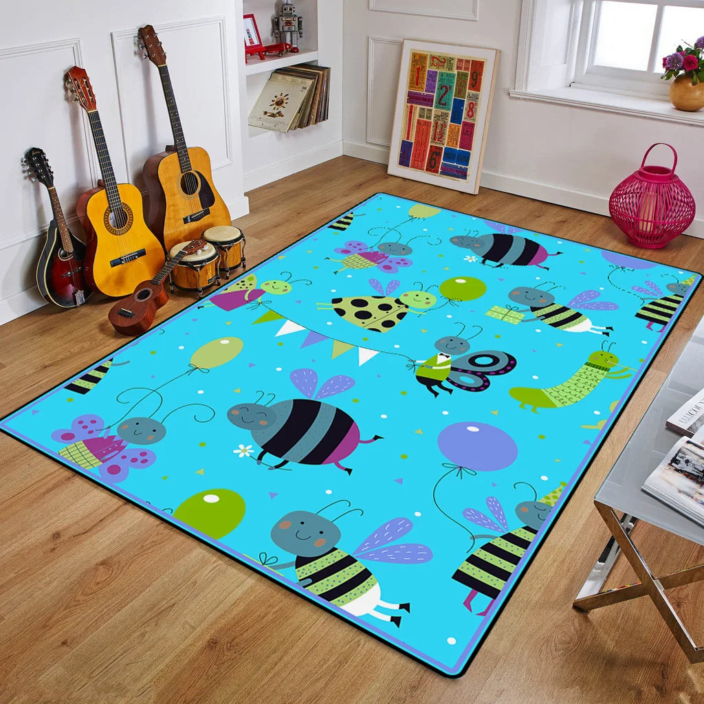 Cartoon 3D Printing Kids Bedroom Area Rugs Soft Baby Play Crawling Rug ...