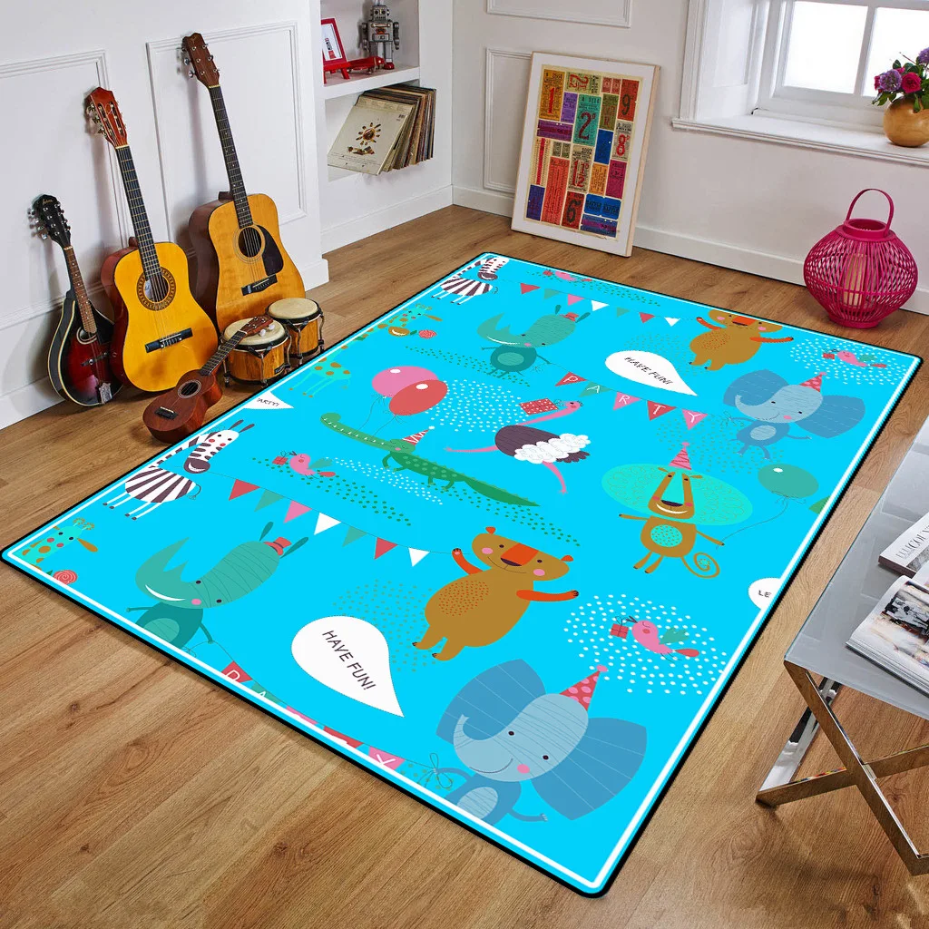 Cartoon 3D Printing Kids Bedroom Area Rugs Soft Baby Play Crawling Rug ...