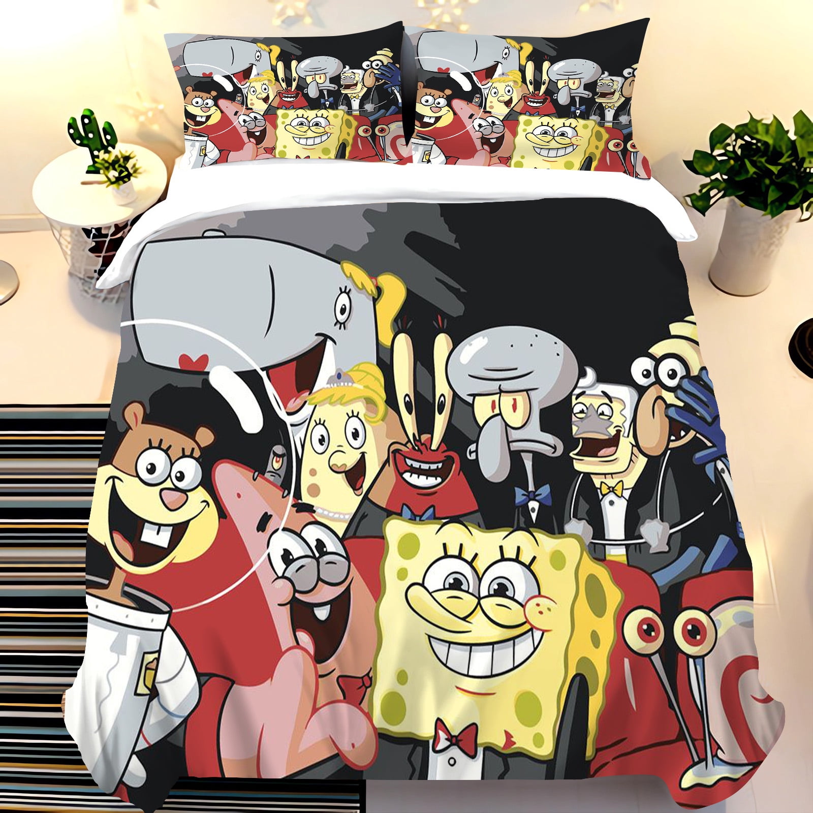 Cartoon 3D SpongeBob SquarePants Polyester Duvet Cover Set for Children ...