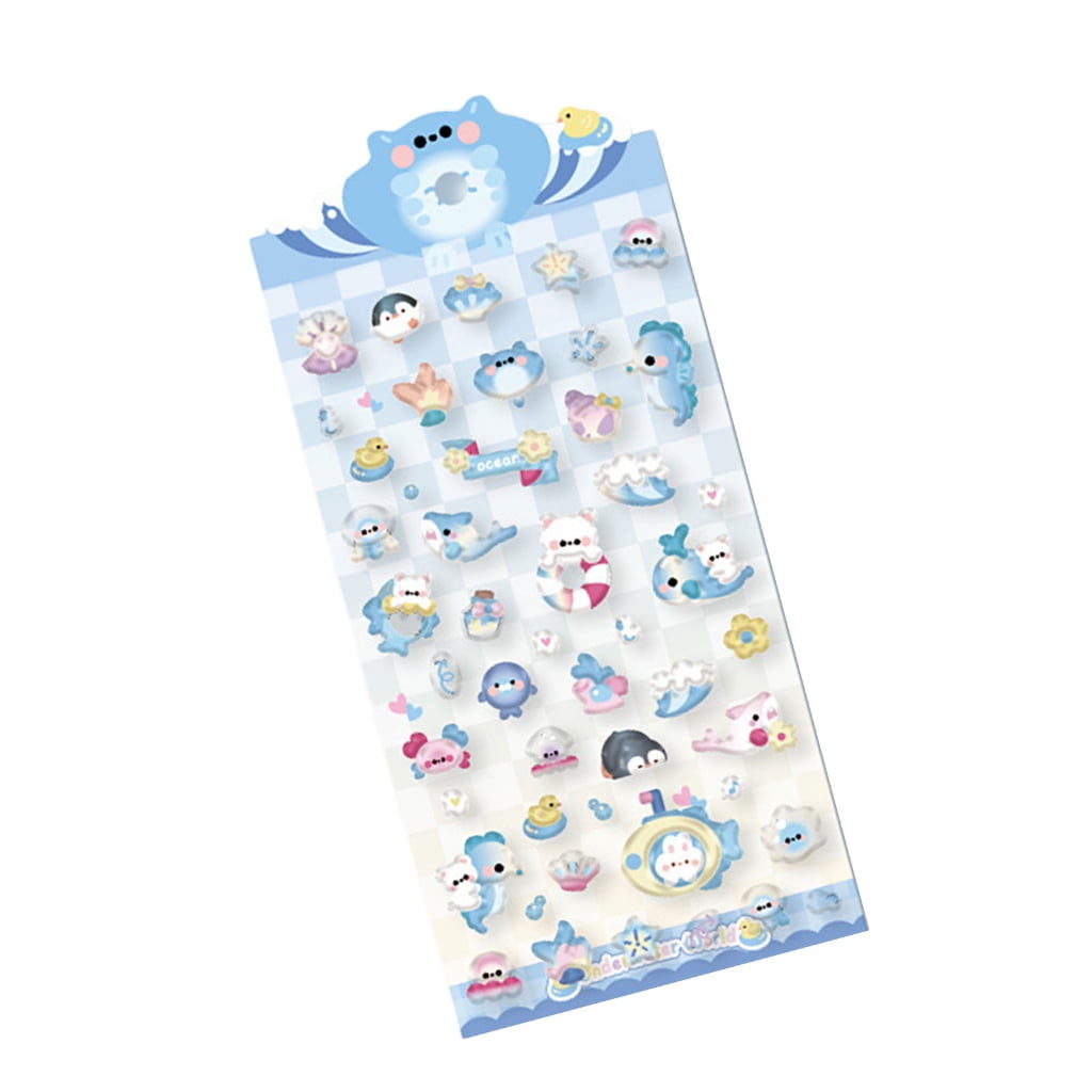 Cartoon 3D Stickers Scrapbooking Stickers Ocean Butterfly Dessert ...