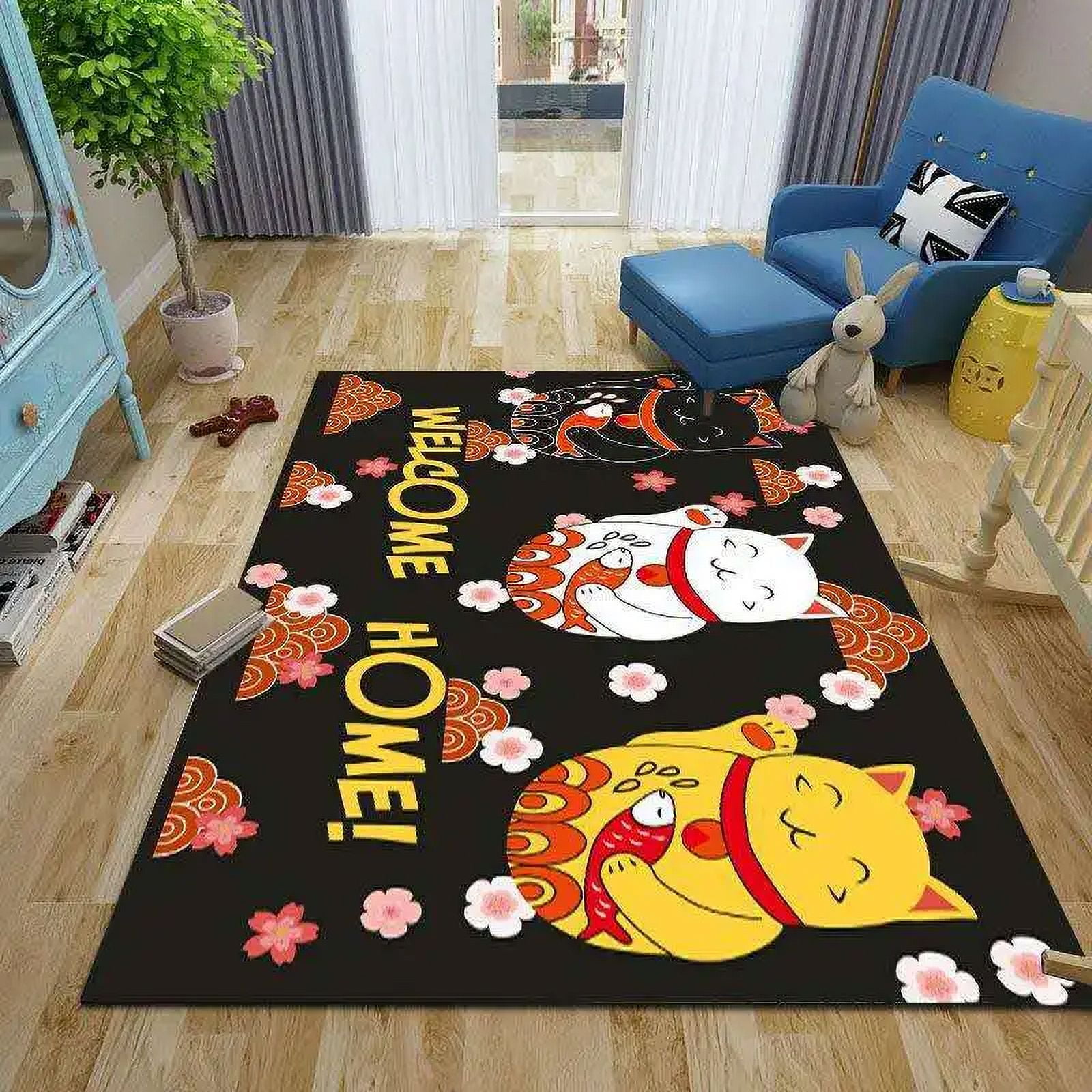 Cartoon 3D printing Carpet Anti-slip Kids Room Game Mat Girls Play Big ...