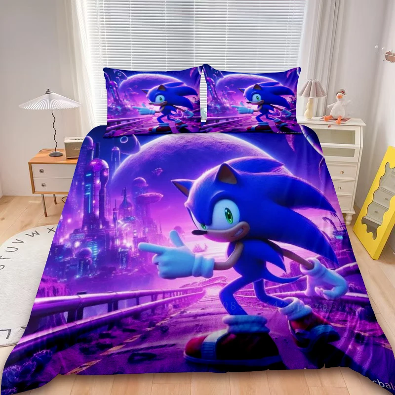 Cartoon 3pcs Anime S-Sonic Bedding Set Hedgehogs For children - Walmart.com
