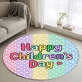 Cartoon 4FT Round Area Rugs Colorful Stripes Geometric White Star ...
