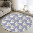 Cartoon 4FT Round Area Rugs Dreamy Purple Cute Sleeping Elephant Moon ...