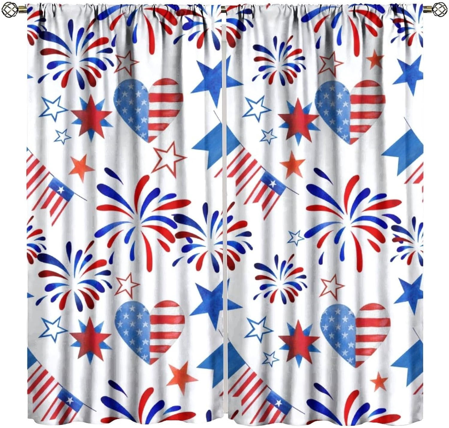 Cartoon 4th of July Stars Blackout Curtains, American Flag Star ...