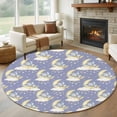 Cartoon 5FT Round Area Rugs for Living Room Dreamy Purple Cute Sleeping ...
