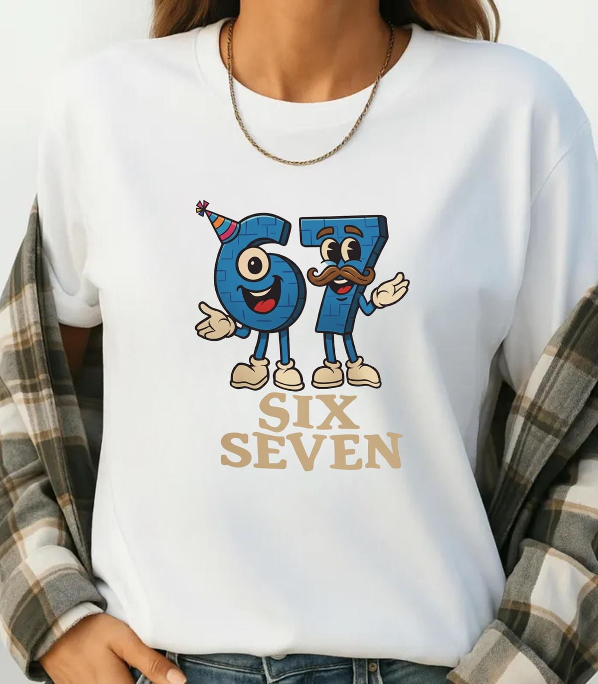 Cartoon 67 Birthday Graphic Tee, Cute Six Seven Character Shirt, Kawaii ...
