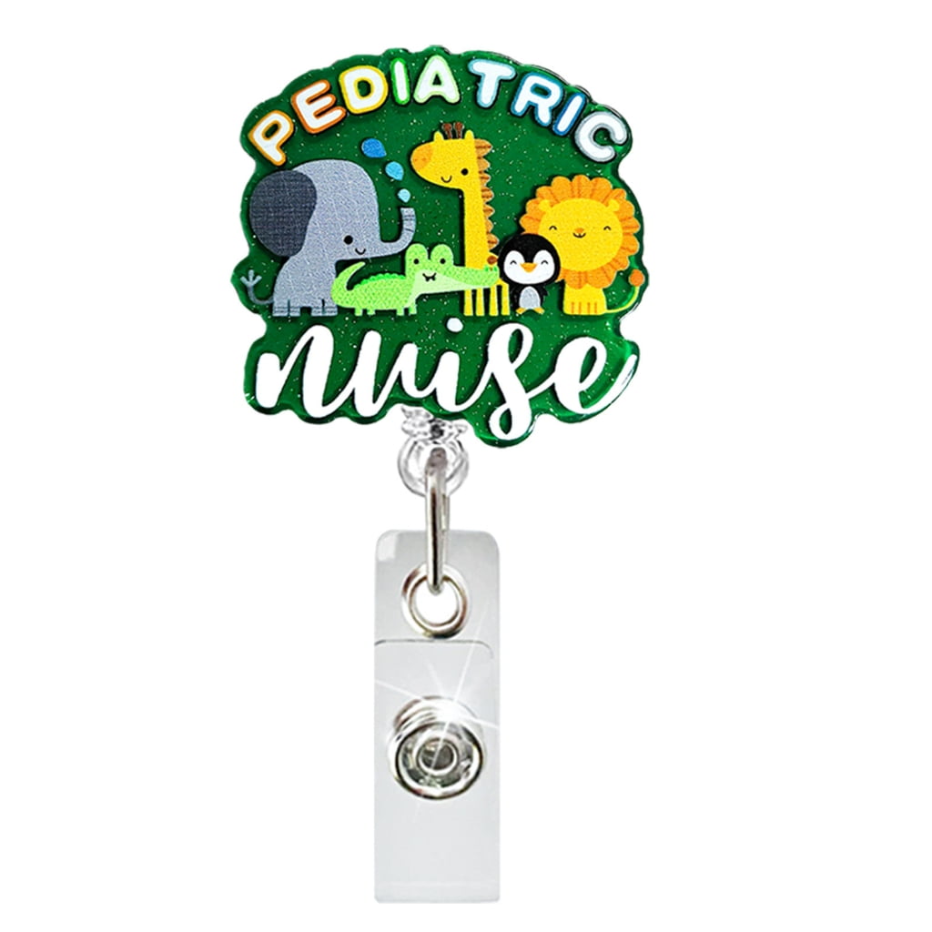 Cartoon Acrylic Badges Holder Swivel Alligator Clip, Nurse Doctor ...