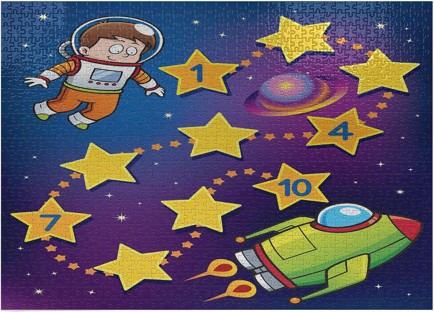 Cartoon Activity Space Themed Numbers Game Astronaut Reaching to The ...