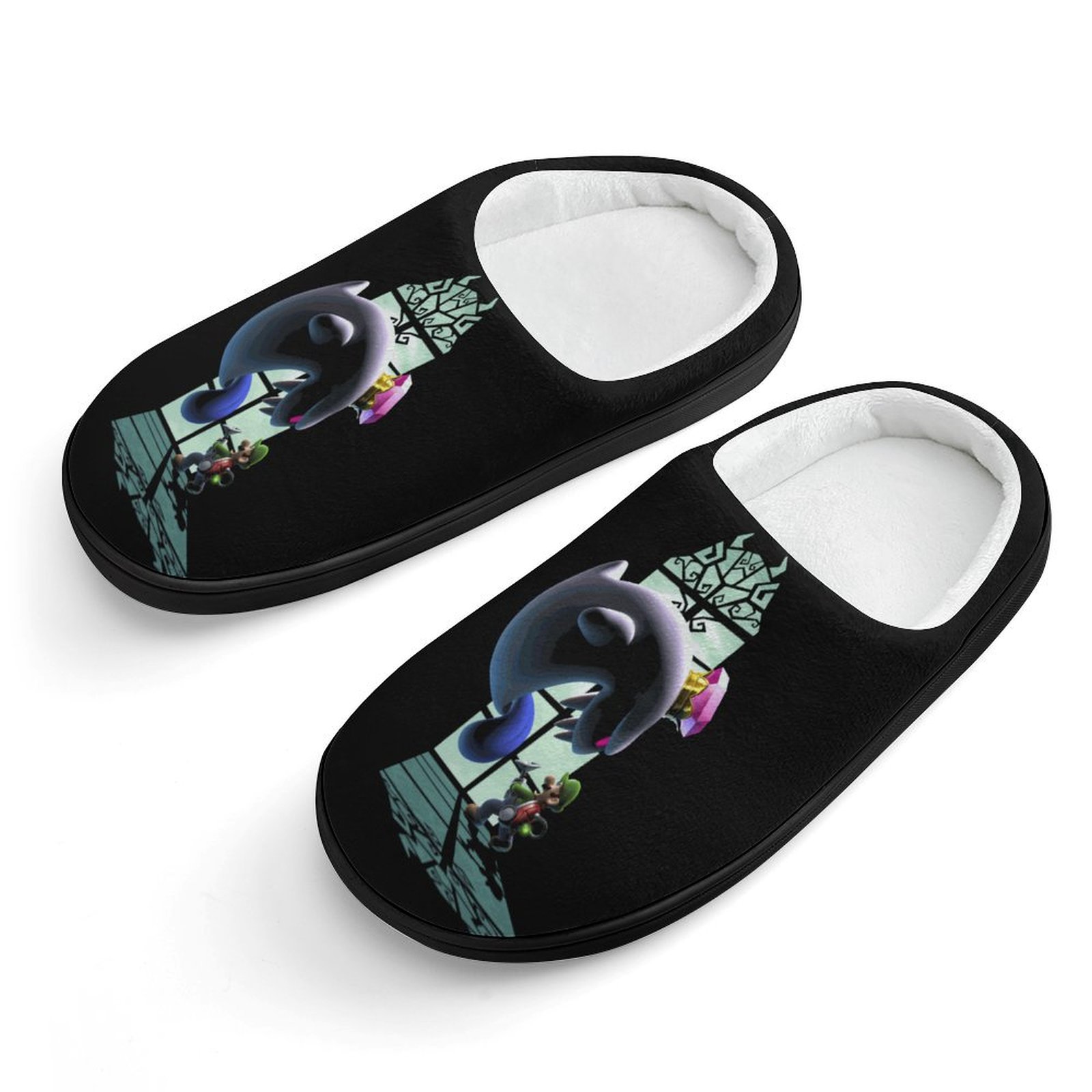 Cartoon Adventure Luigi's Mansion Cotton Slippers For Kids Winter Warm ...