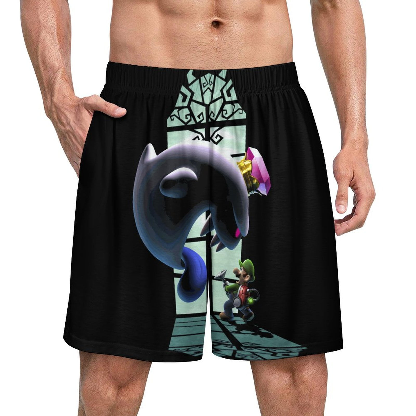 Cartoon Adventure Luigi's Mansion Pajama Pants For Men Lounge Shorts ...