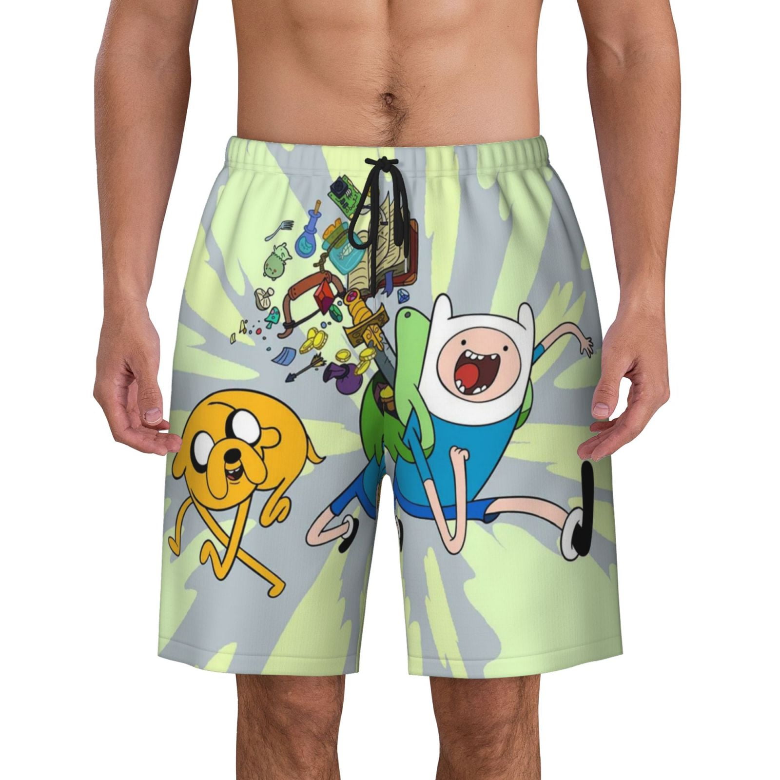 Cartoon Adventure Time Men's Beach Shorts Swim Trunks Casual Quick Dry ...