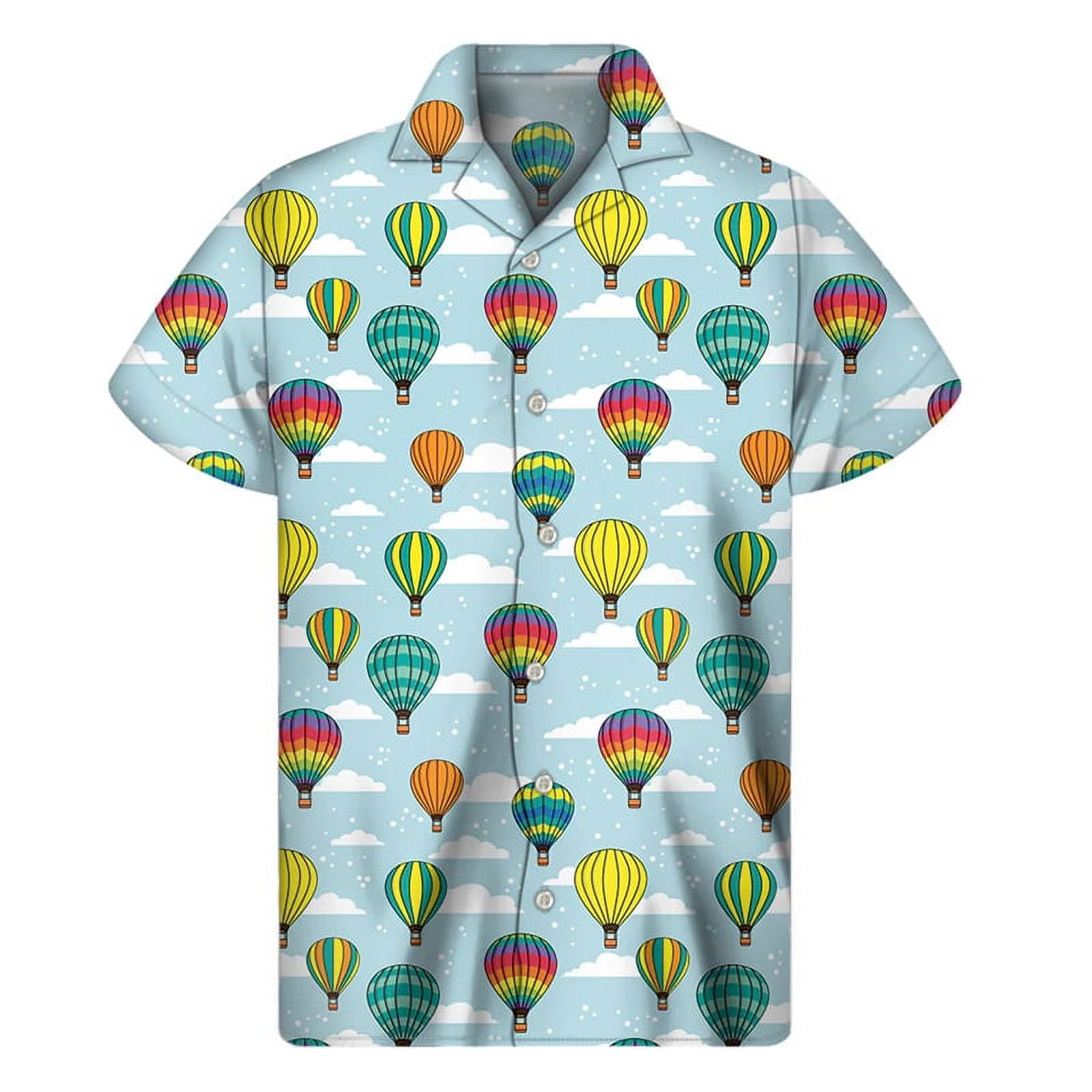 Cartoon Air Balloon 3D Print Hawaiian Shirt Men Summer Cool Lapel ...