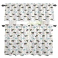 Cartoon Aircraft Kitchen Curtains Set for Windows, Blue Cloud Yellow ...