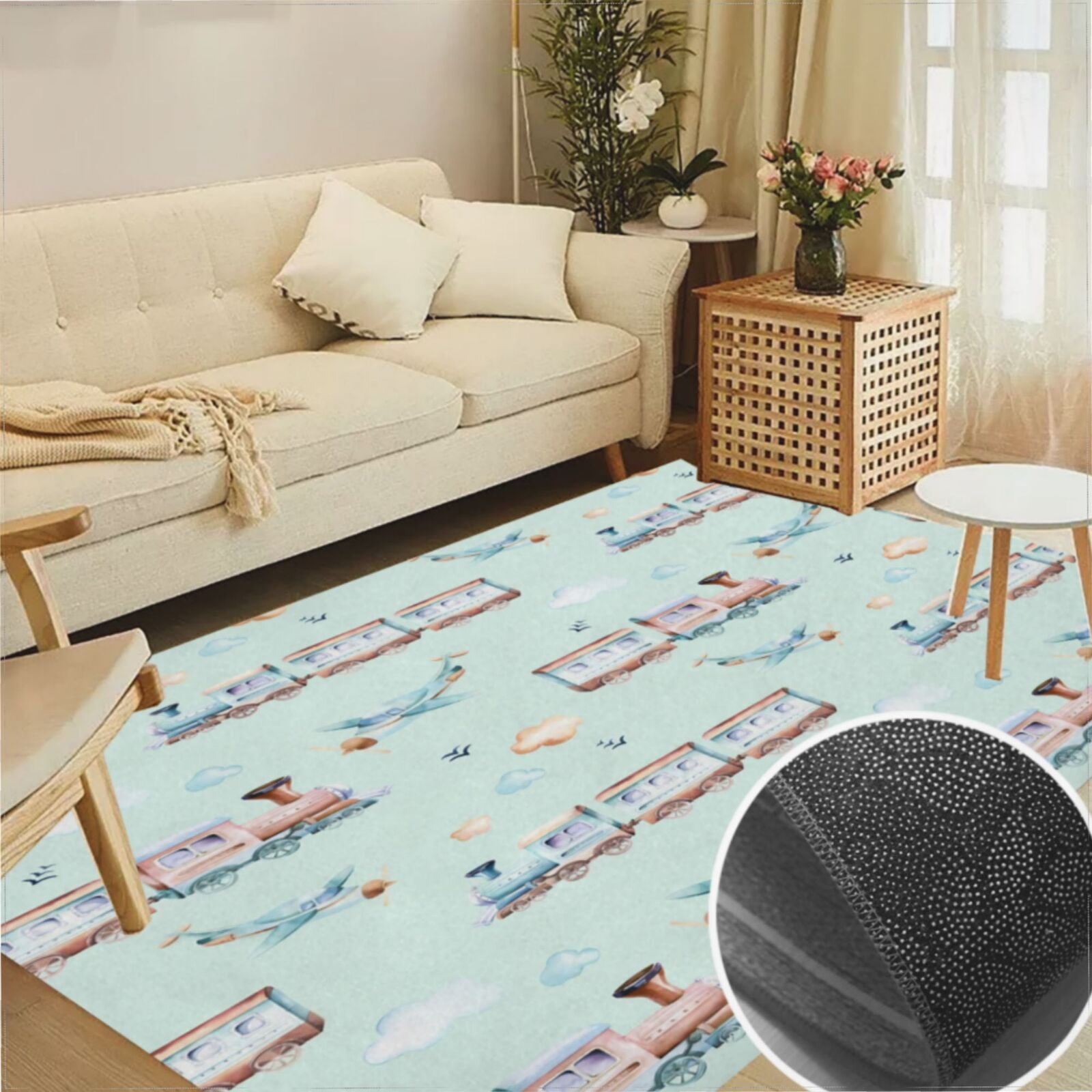 Cartoon Airplane Adult Home Decor Bedroom Living Room Crystal Velvet ...