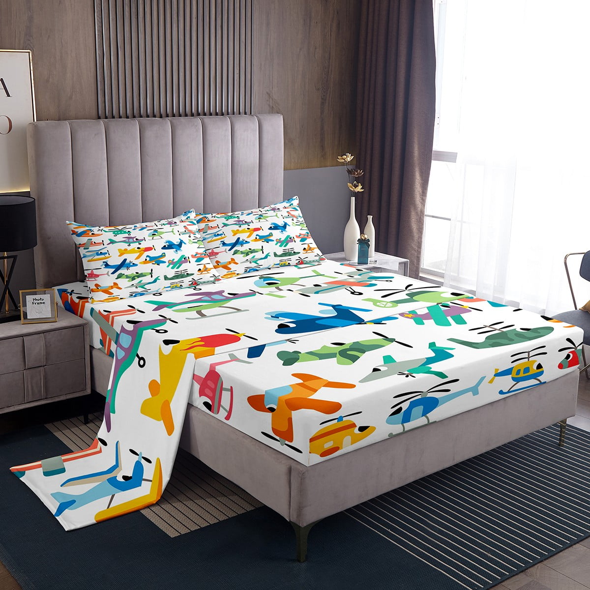Cartoon Airplane Bed Sheets Set Aviation Aircraft Sheet Set Twin ...